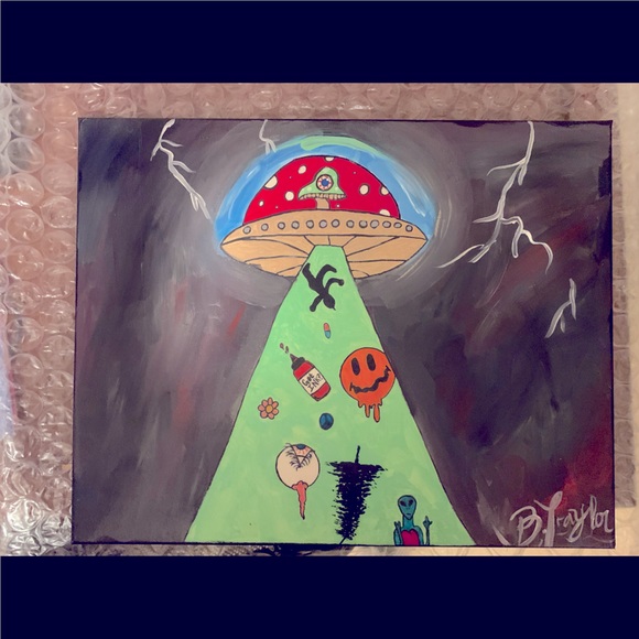 B ‘ Arts N Ink | Art | Large Canvas Acrylic Trippy Painting | Poshmark